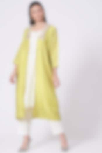 Lemon Yellow Linen Blend Jacket Set by Poshak apparels at Pernia's Pop ...