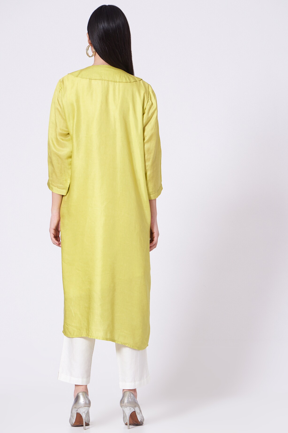 Lemon Yellow Linen Blend Jacket Set by Poshak apparels at Pernia's Pop ...