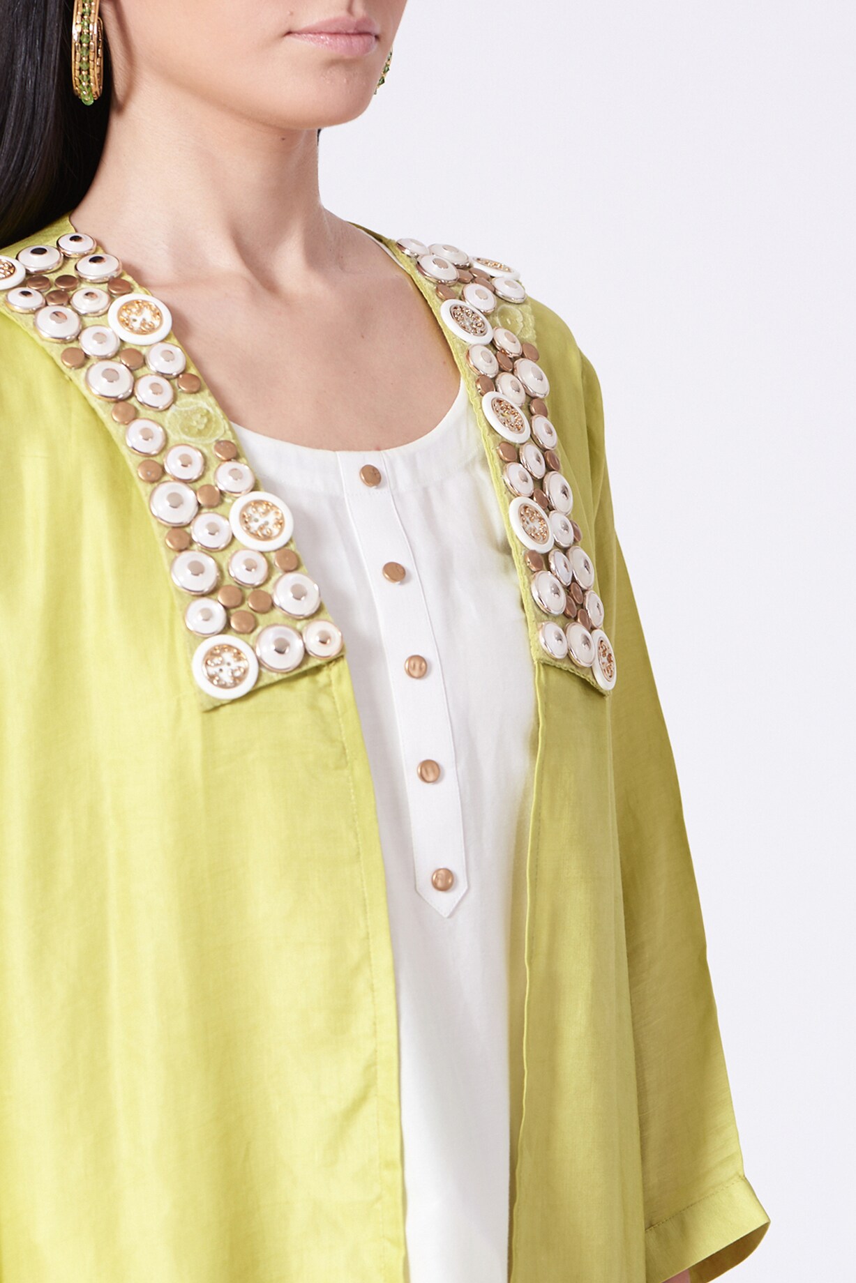 Lemon Yellow Linen Blend Jacket Set by Poshak apparels at Pernia's Pop ...