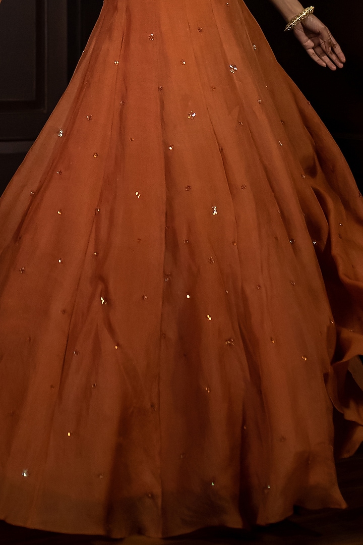 Rust Orange Organza Wedding Lehenga Set by Parul Gandhi at Pernia's Pop ...