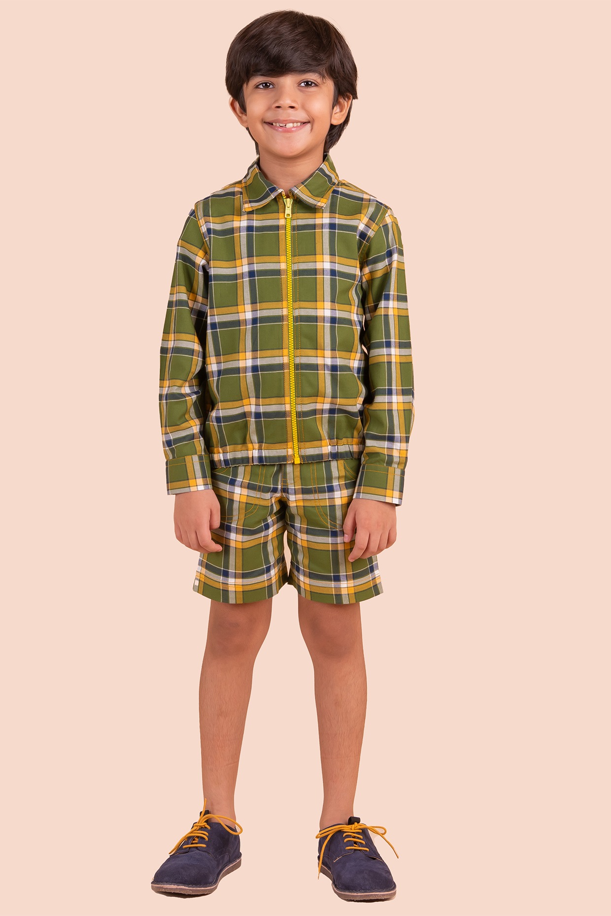 Multi-Colored Cotton Checks Printed Co-Ord Set For Boys by Partykles at ...