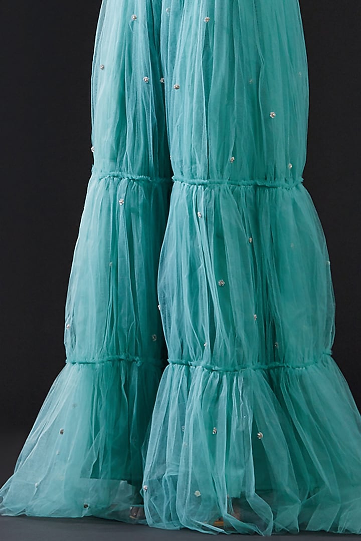 Blue Tulle Hand Embroidered Sharara Pants by Phatakaa at Pernia's Pop ...