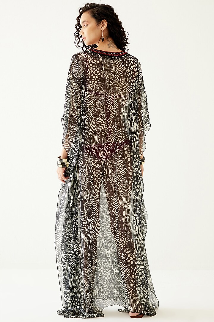 Multi-Colored Crinkle Chiffon Kaftan Design by Payal Jain at Pernia's ...