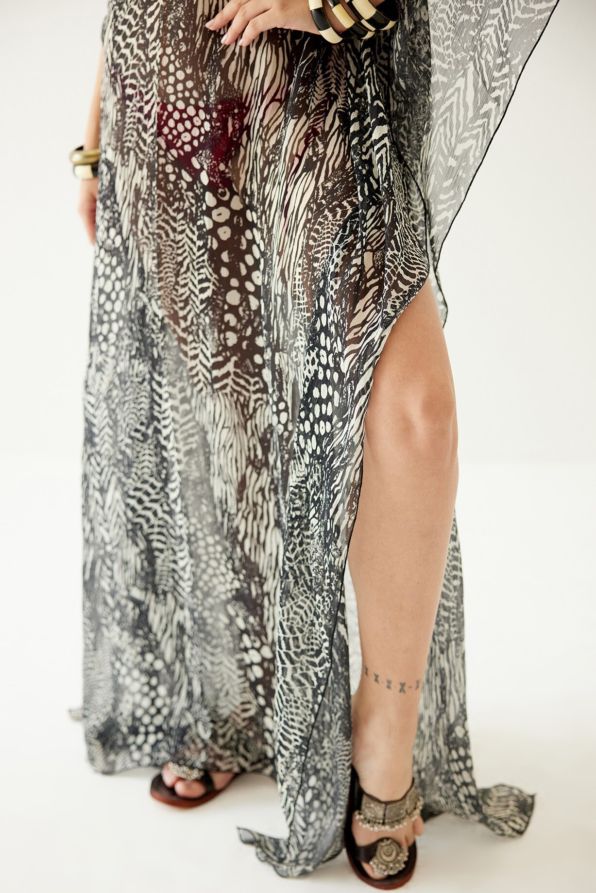 Multi-Colored Crinkle Chiffon Kaftan Design by Payal Jain at Pernia's ...