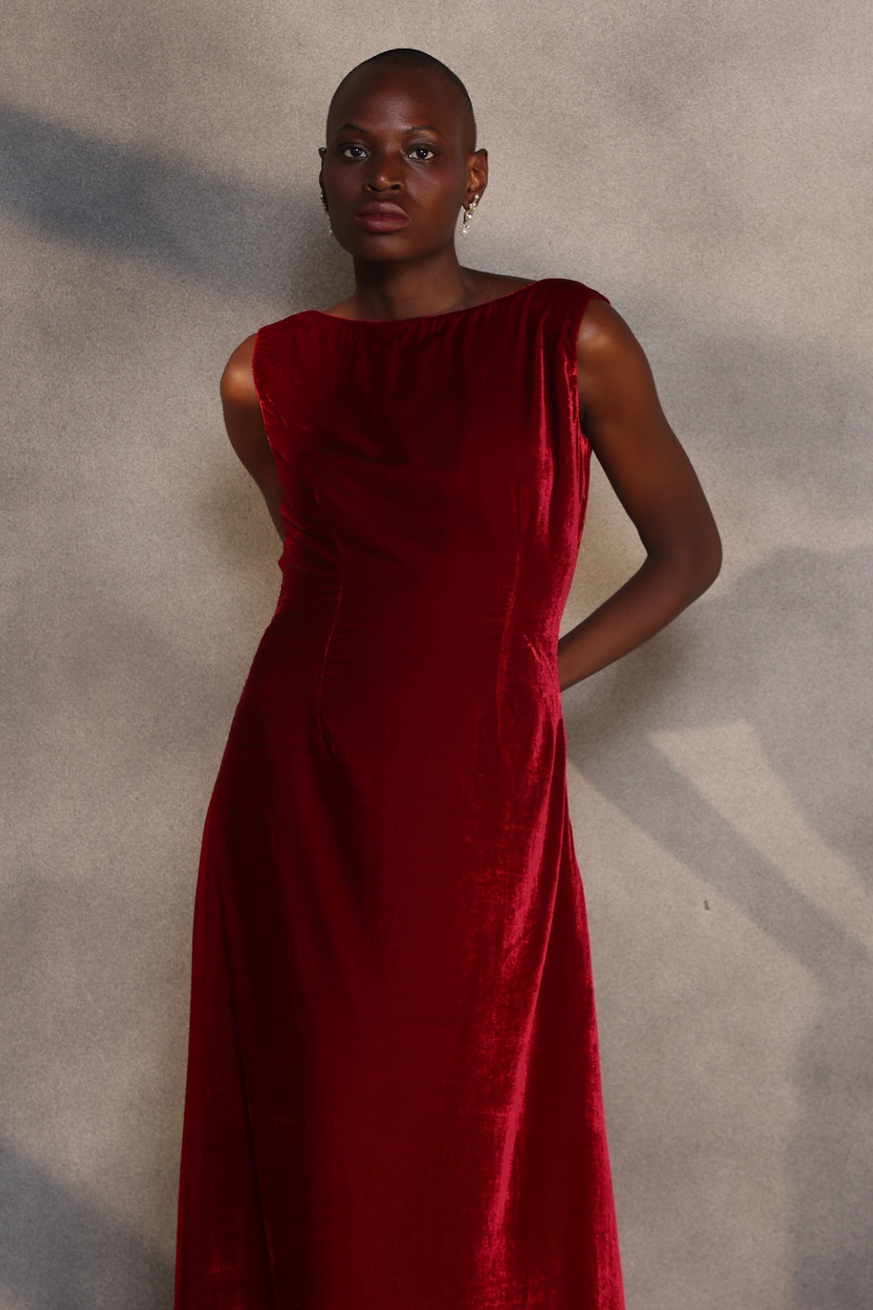 Ruby Red Velvet Gown by Payal Jain at Pernia's Pop Up Shop 2025