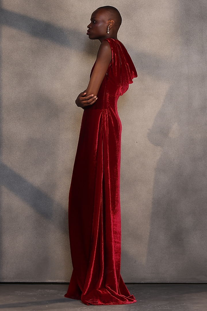 Ruby Red Velvet Gown by Payal Jain at Pernia's Pop Up Shop 2025