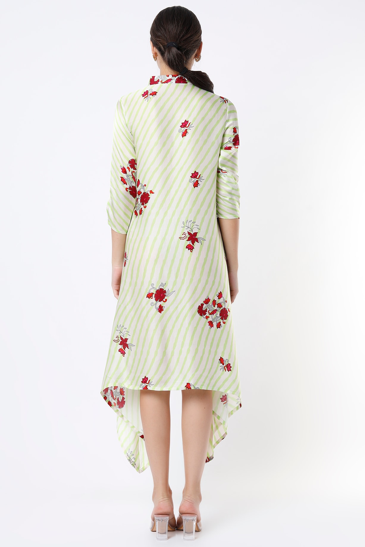 Light Green Satin Silk Tunic by Punit Balana at Pernia's Pop Up Shop 2024