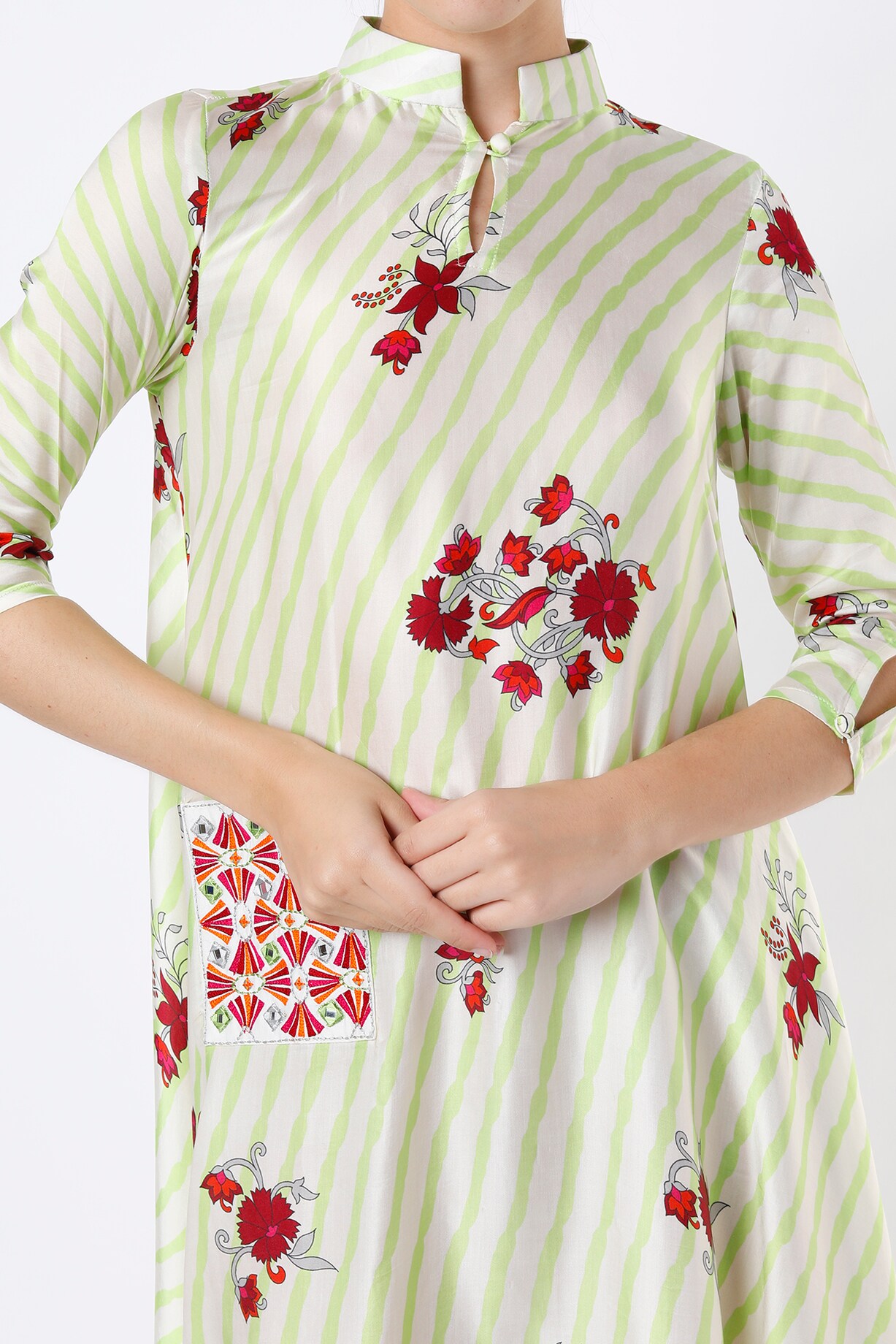 Light Green Satin Silk Tunic by Punit Balana at Pernia's Pop Up Shop 2024