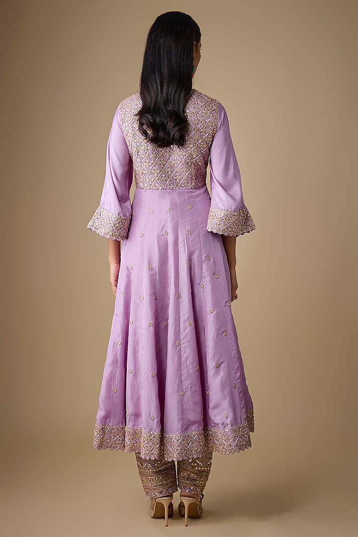Lilac Silk Marodi Work Bridal Anarkali Set by Punit Balana at Pernia's Pop Up Shop 2025