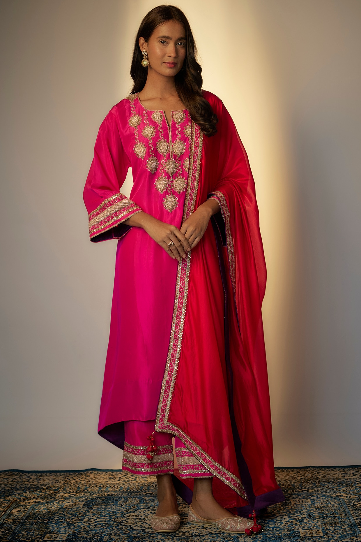 Pink Silk Kurta Set by Punit Balana at Pernia's Pop Up Shop 2025