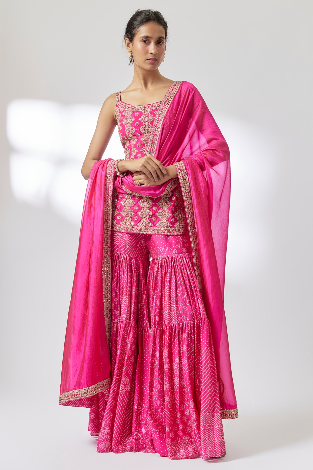 Gulabi Pink Chanderi Silk Gharara Set by Punit Balana at Pernia's Pop ...