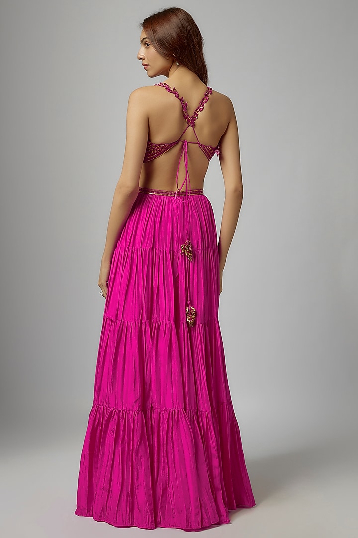 Pink Silk Embroidered Dress by Punit Balana at Pernia's Pop Up Shop 2025