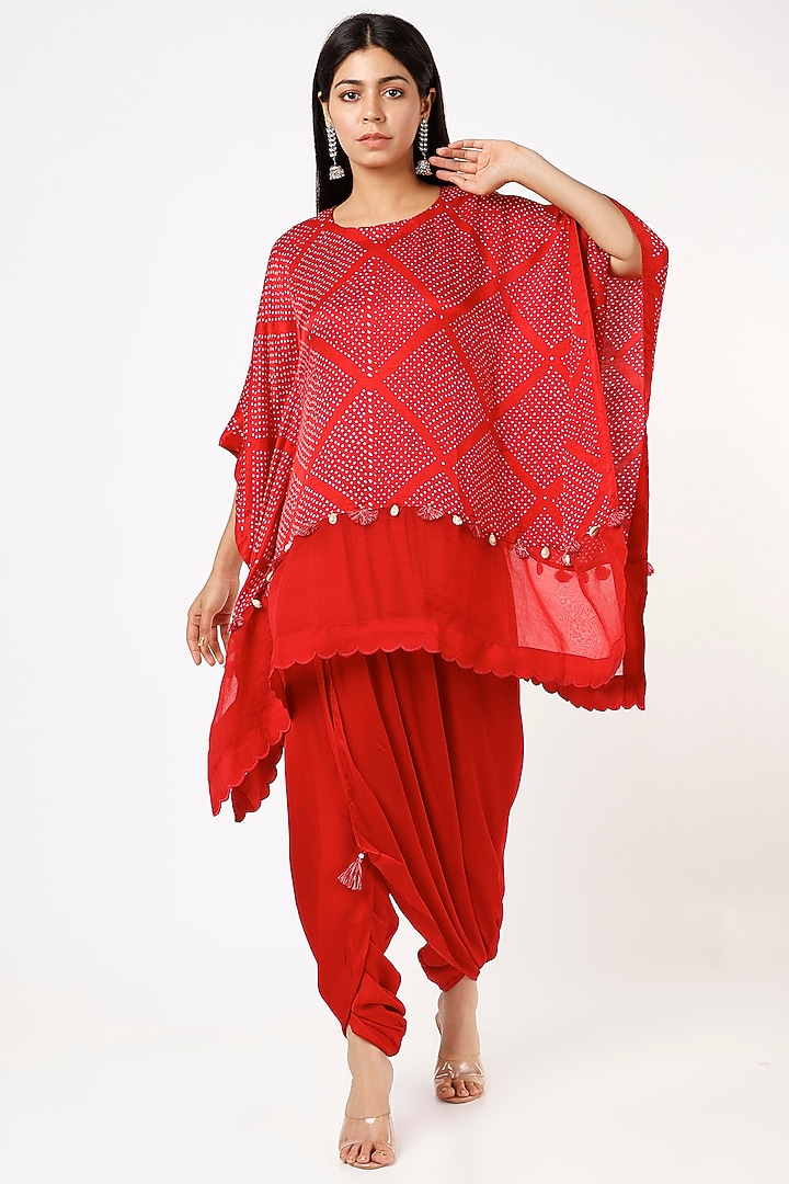 Red Modal Satin Dhoti Set Design by Pink City By Sarika at Pernia's Pop ...