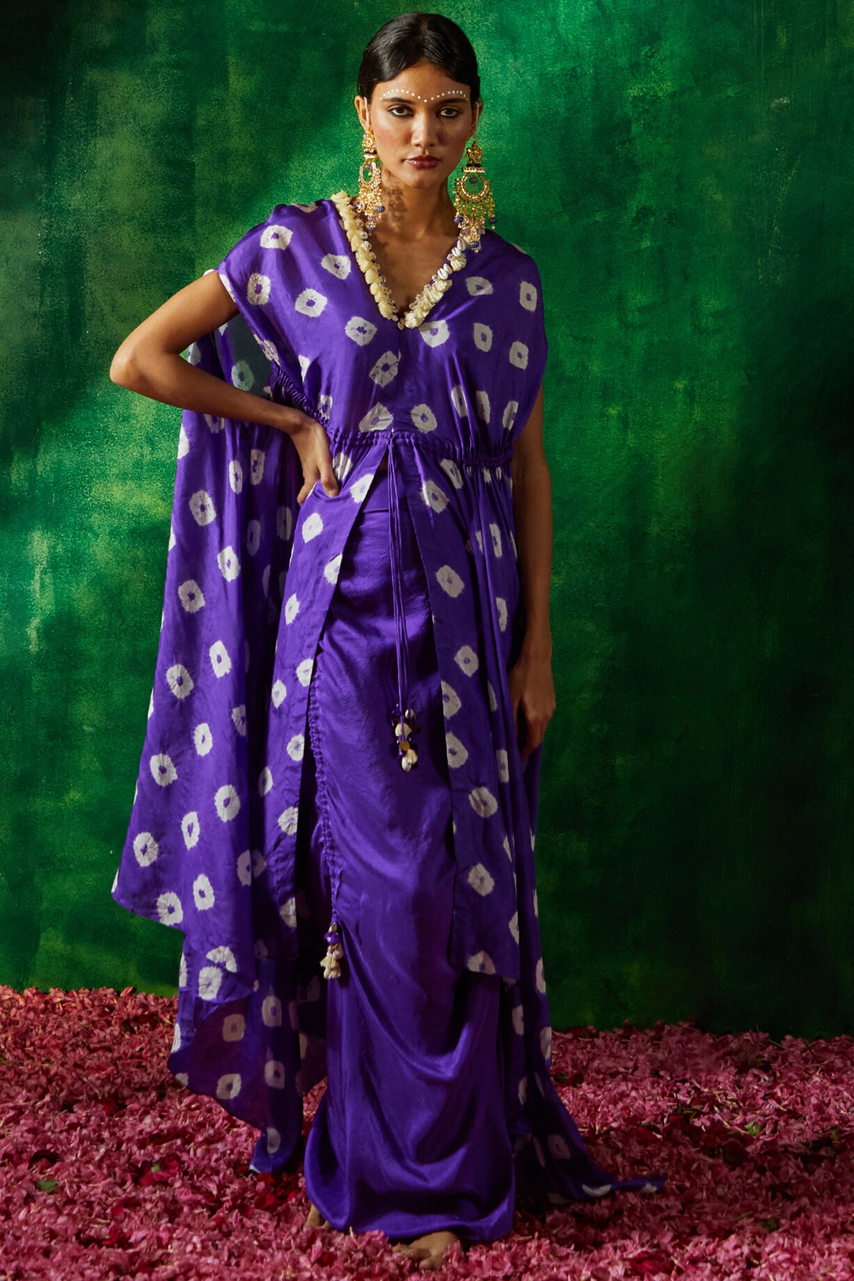 Purple Silk Wrap-Style Cape Set by Pink City By Sarika at Pernia's Pop ...