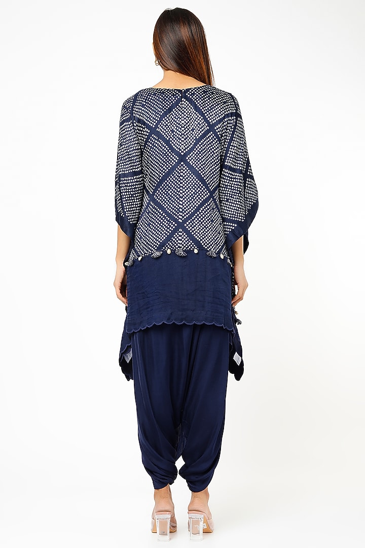 Navy Blue Modal Satin & Silk Dhoti Set by Pink City By Sarika at Pernia ...