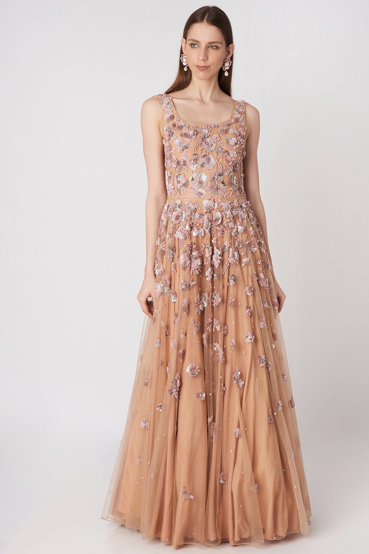 Old Rose Pink Embroidered Gown by Priya Chhabria at Pernia's Pop Up ...