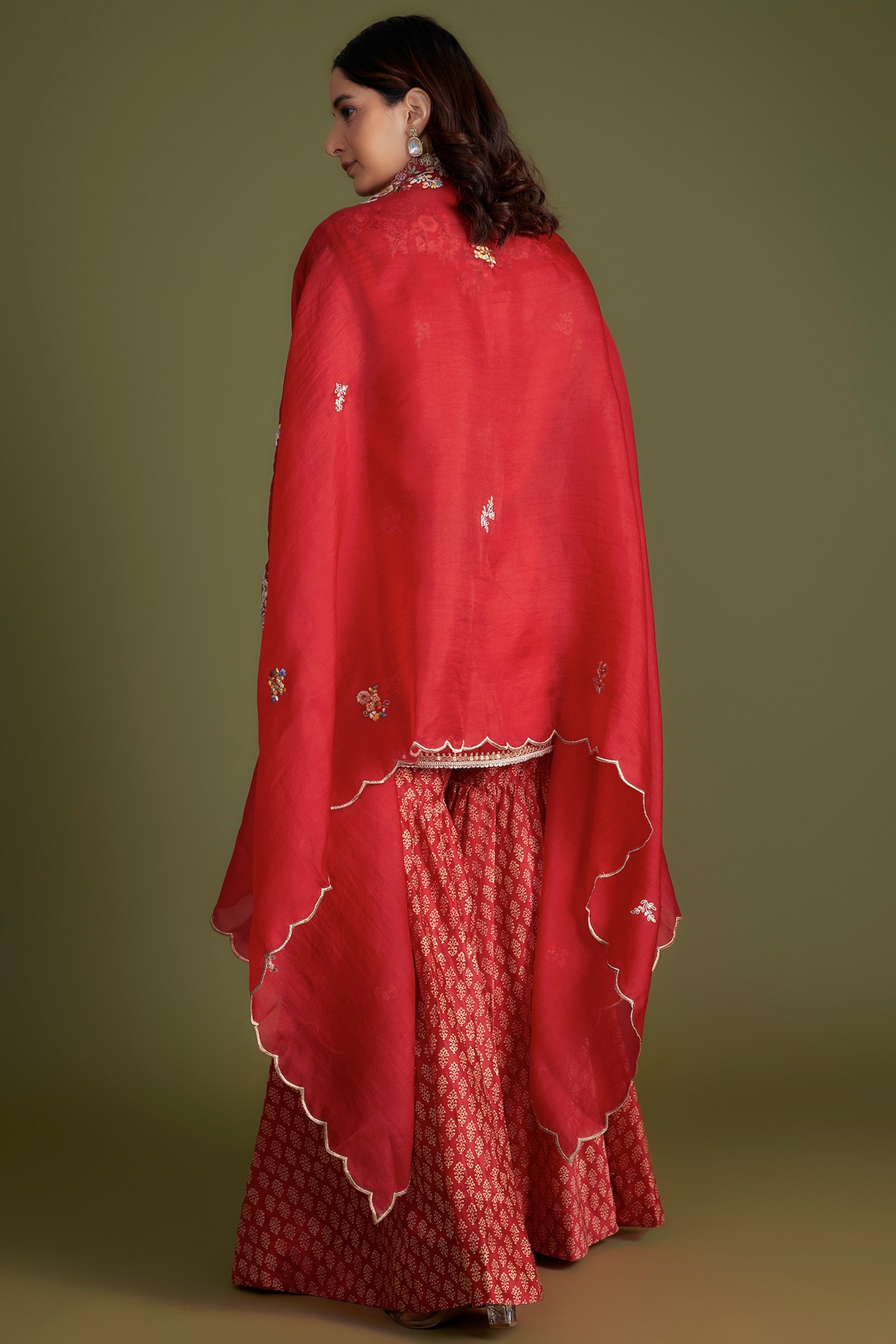 Red Chanderi Printed Sharara Set by Petticoat Lane at Pernia's Pop Up ...