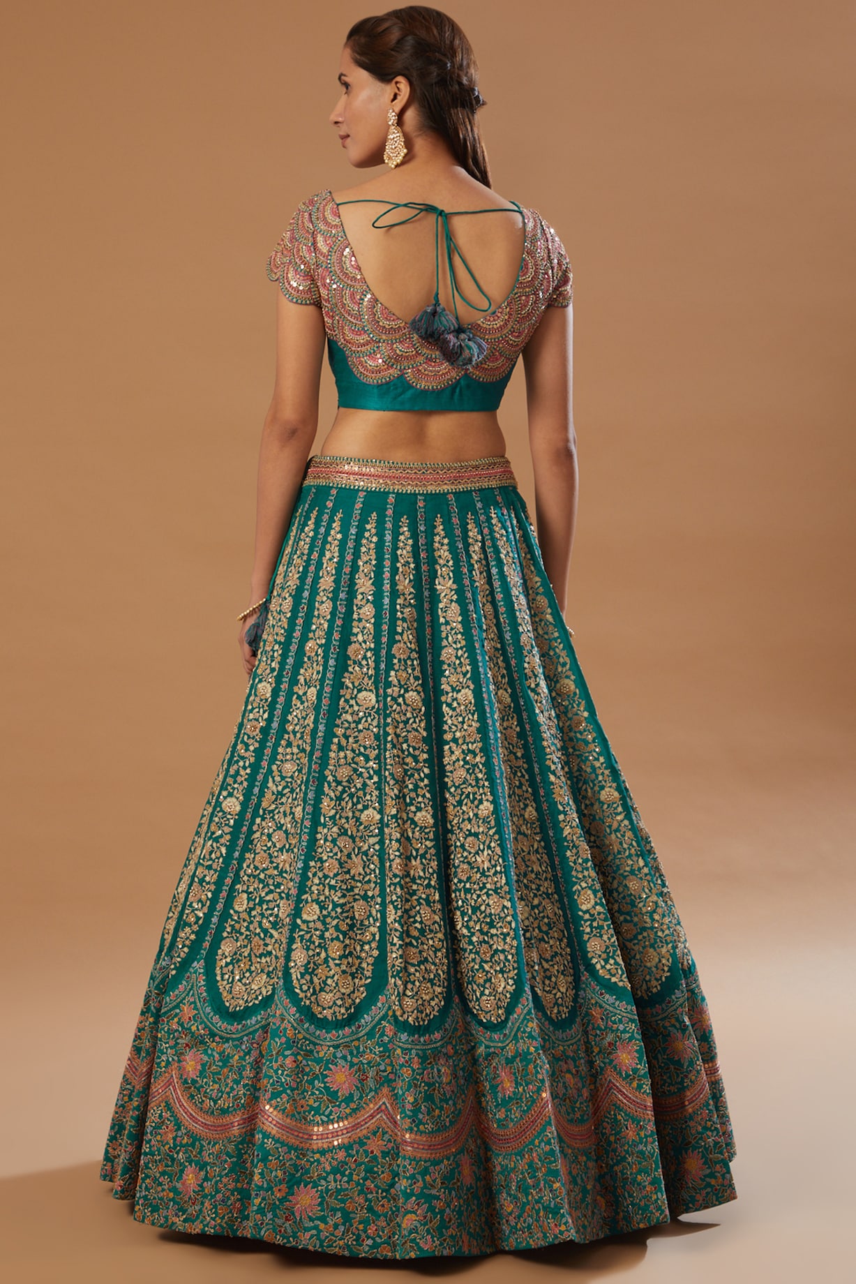 Turquoise Blue Embroidered Wedding Lehenga Set by Petticoat Lane at ...