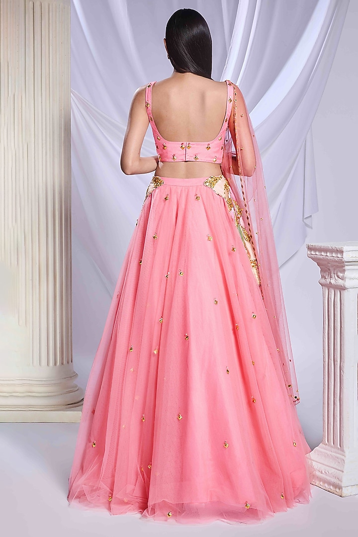 Pink Tulle Patch Work Bridal Lehenga Set by Papa Don't Preach by ...