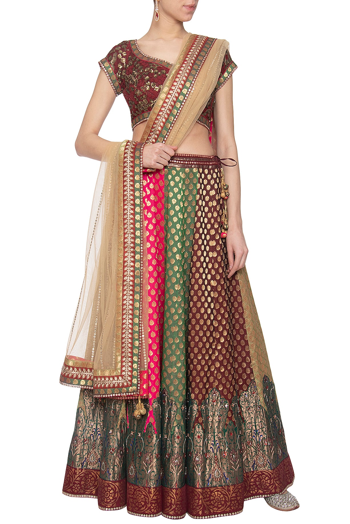 Multi colored banarasi lehenga set by Poonam Dubey Designs at Pernia's ...