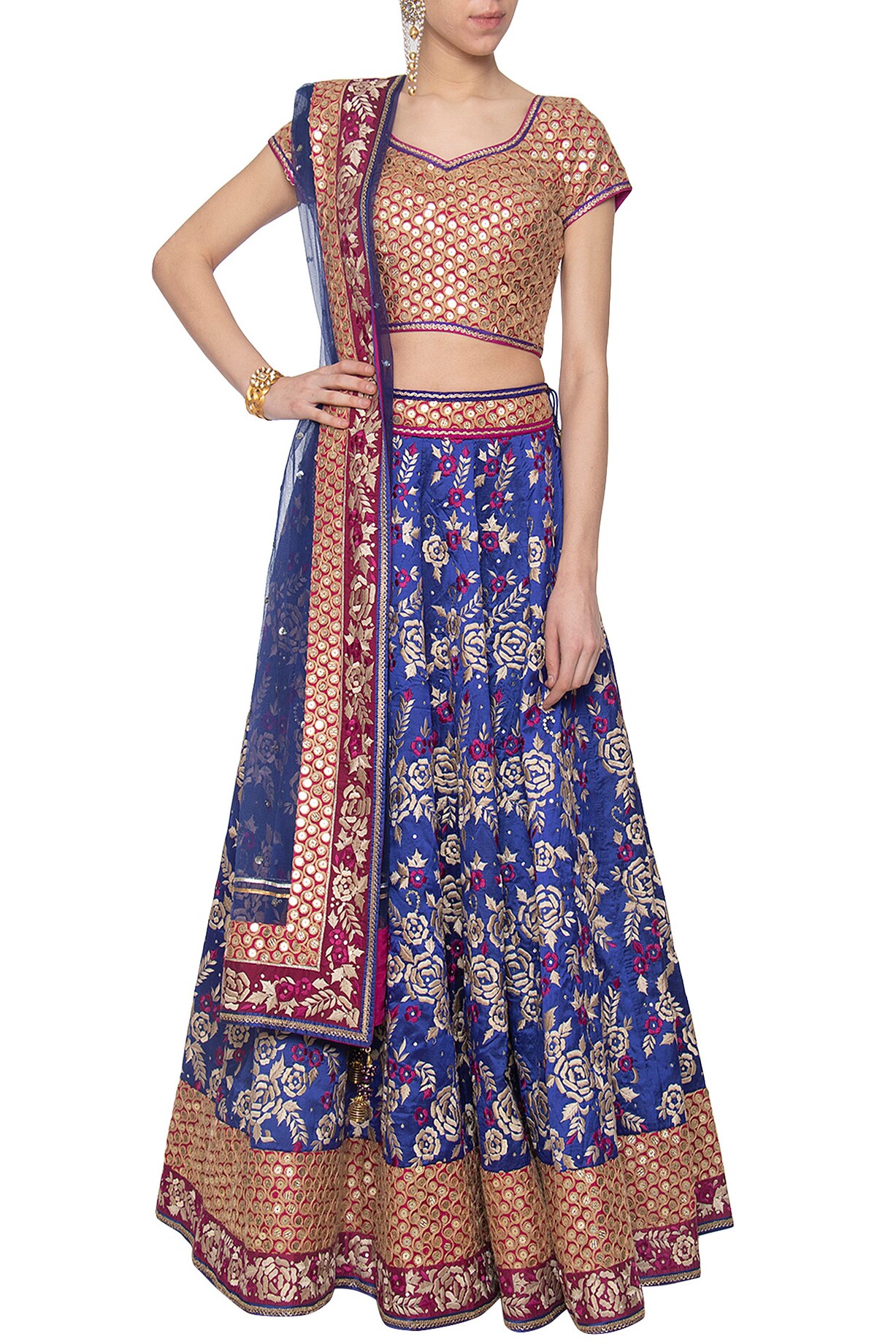 Blue banarasi silk lehenga set Design by Poonam Dubey Designs at Pernia ...
