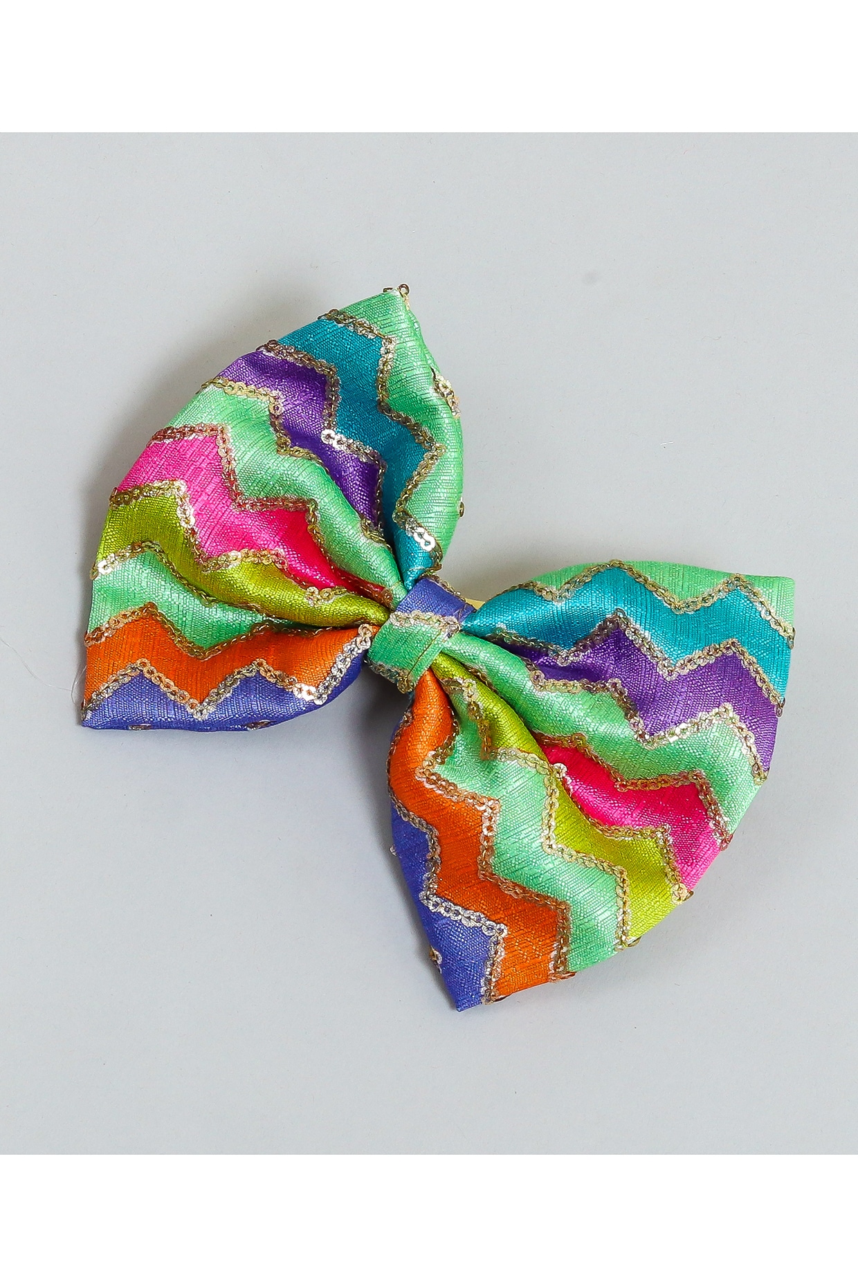 Multi-Colored Fancy Zig-Zag Sequins Embroidered Bow Hair Clip For Girls by PEAR BEAR at Pernia's ...