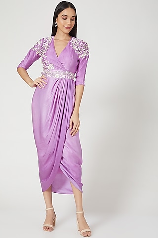 Purple Embellished Ind-Western Cowl Dress by Pesha at Pernia's Pop Up ...