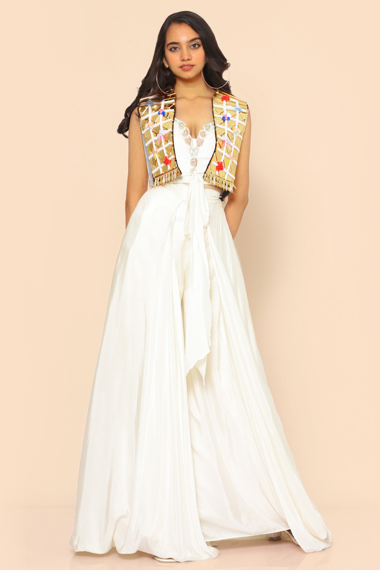 Golden Sculpted Acrylic Jacket Set by PhD by House of PiaDeeksh at ...