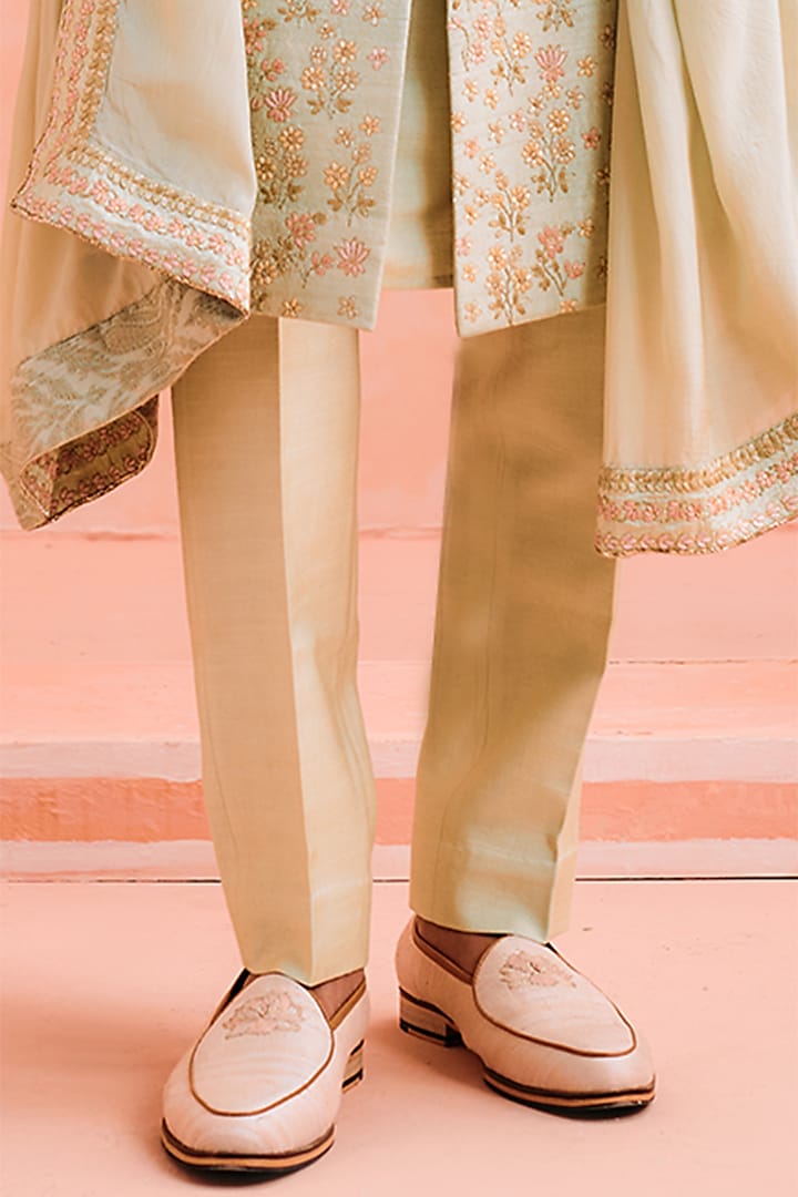 Pastel Green Silk Embroidered Sherwani Set Design by Philocaly at ...