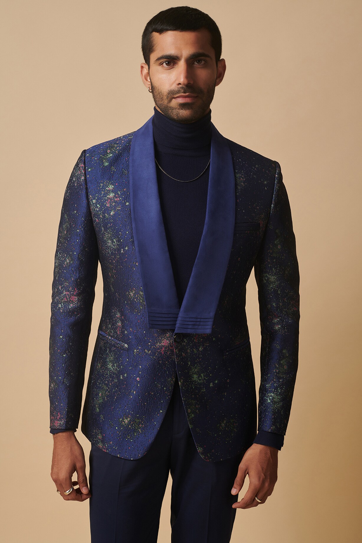 Bright Blue Wool Silk Blend Tuxedo by Philocaly at Pernia's Pop Up Shop ...