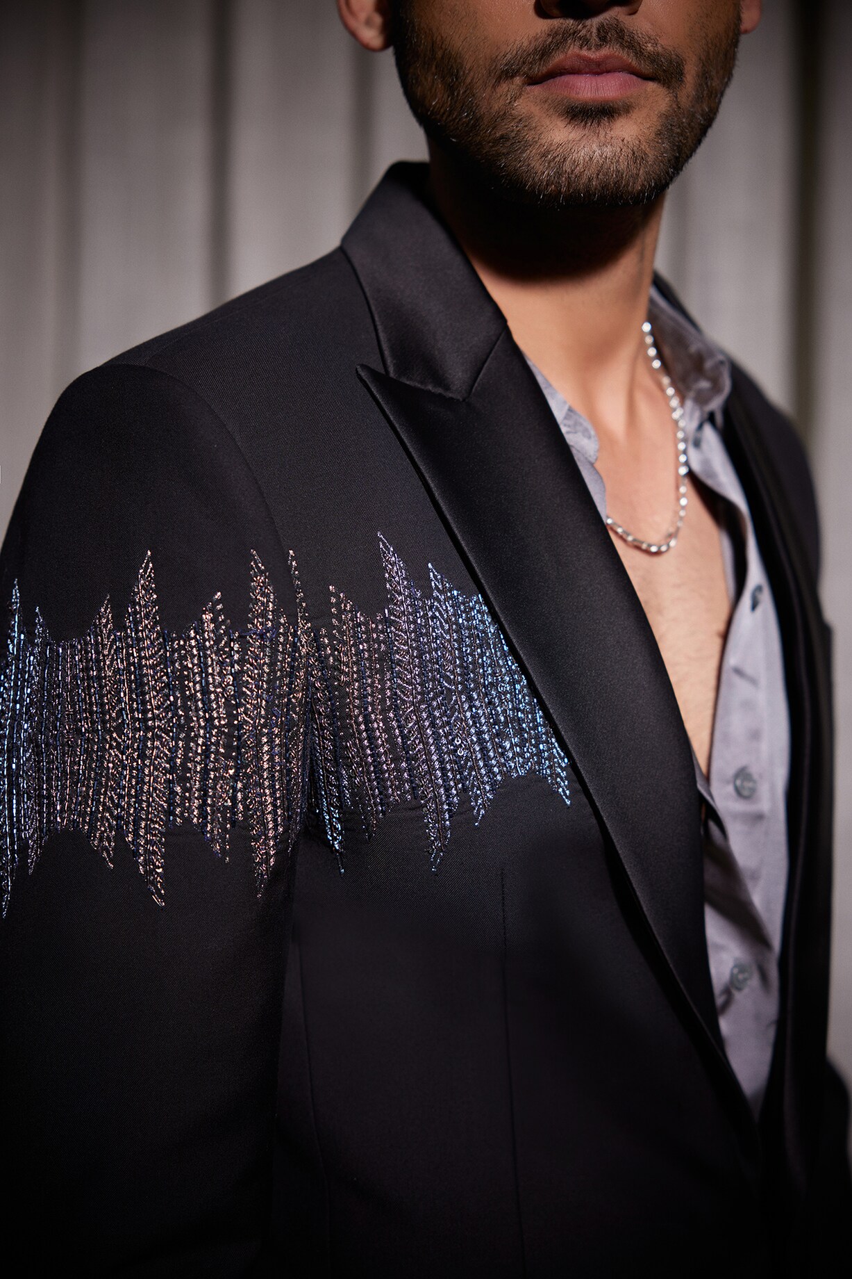 Black Perennial Wool Metallic Embroidered Tuxedo by Philocaly at Pernia ...
