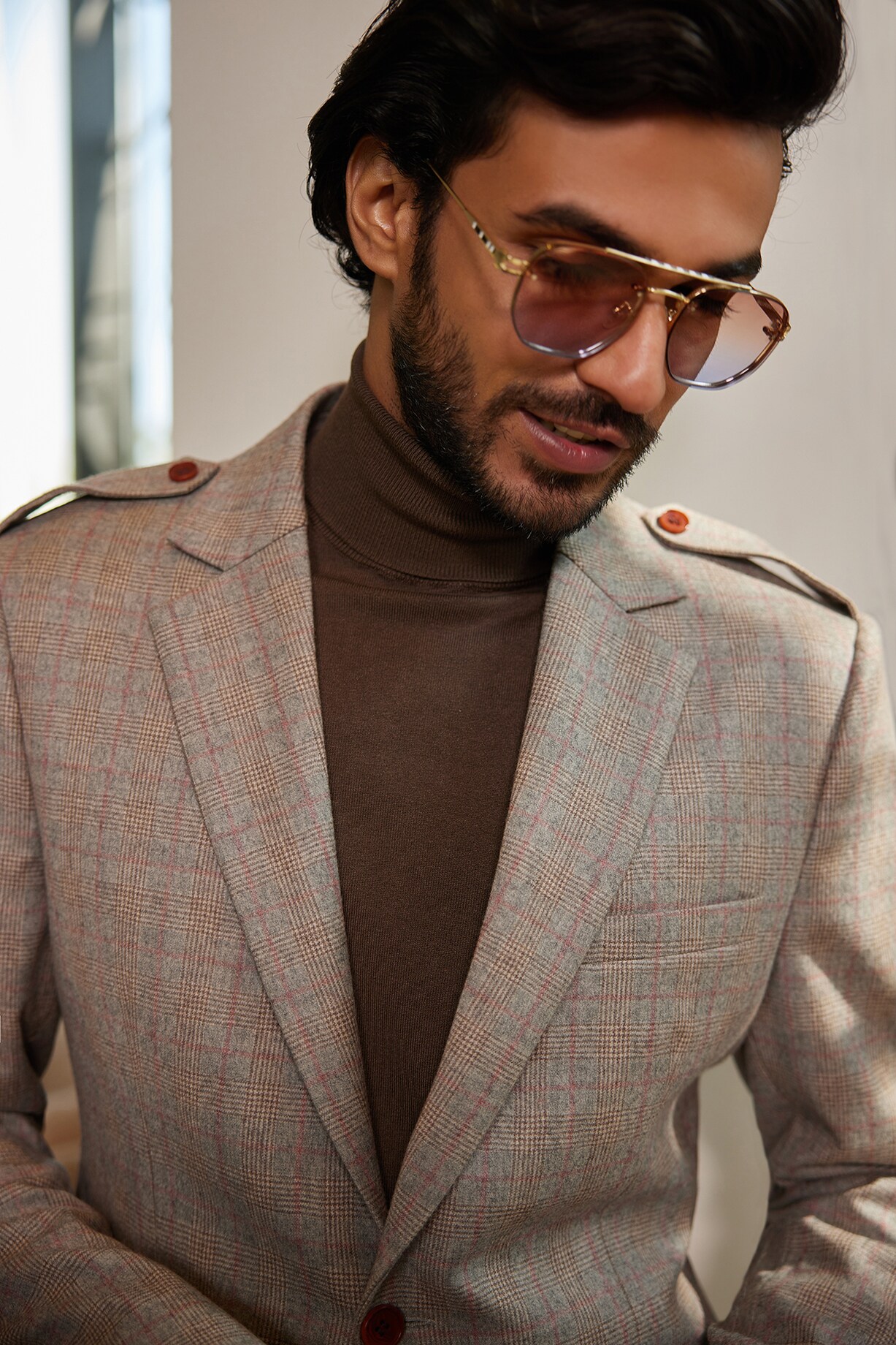 Grey Wool Blend Blazer by Philocaly at Pernia's Pop Up Shop 2026