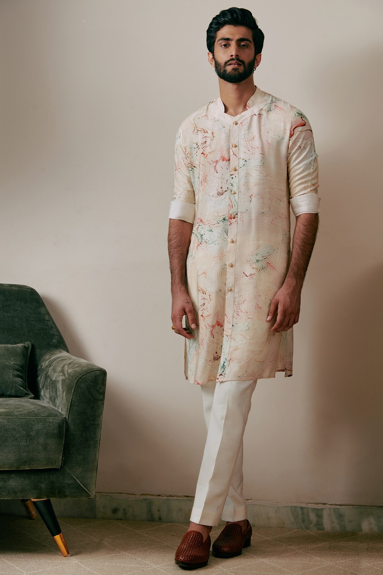 Multi-Coloured Cotton Silk Kurta by Philocaly at Pernia's Pop Up Shop 2024