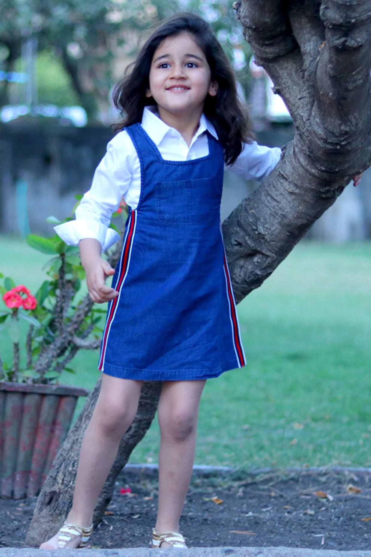 Blue Denim Pinafore With Shirt For Girls by Piccolo at Pernia's Pop Up ...