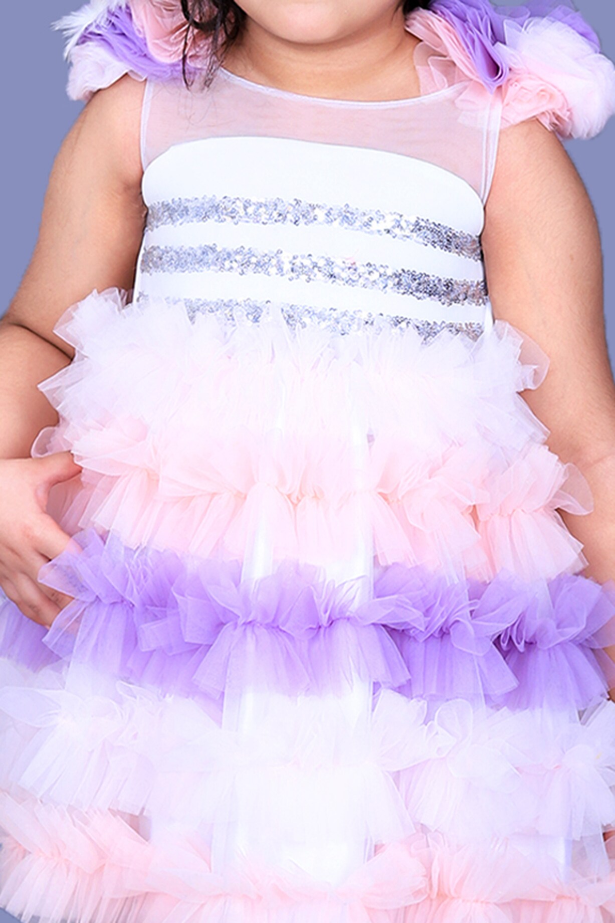 Multi-Colored Net Dress With Sequins For Girls by Pink Cow at Pernia's ...