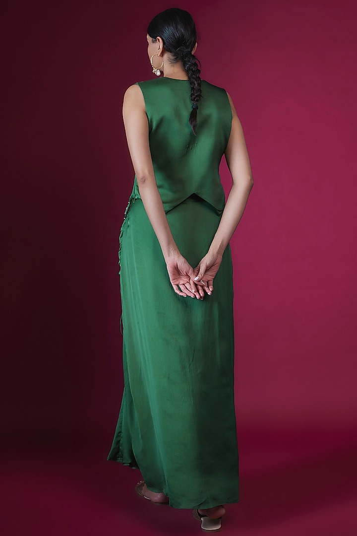 Green Satin Gathered Dhoti Set by PITARA BY SIPIKA CHAWLA at Pernia's ...
