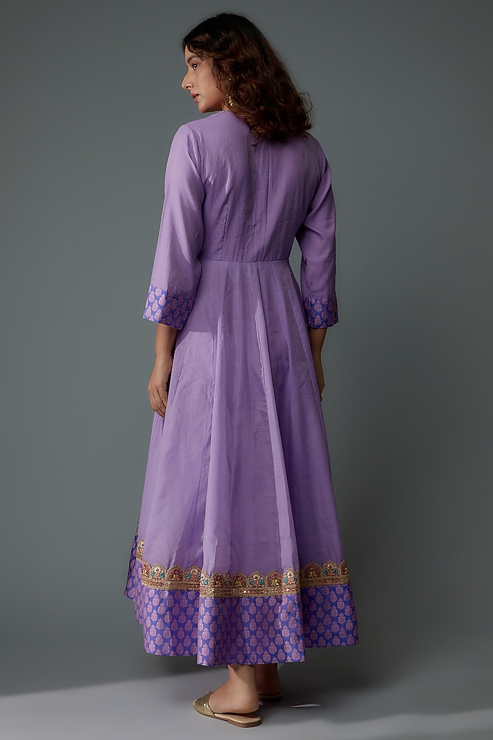 Lavender Chanderi Embroidered Anarkali Set Design by Priyanka Jha at ...