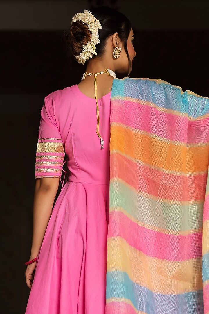 Rose Pink Angrakha Kurta With Gota Work by Pomcha Jaipur at Pernia's ...