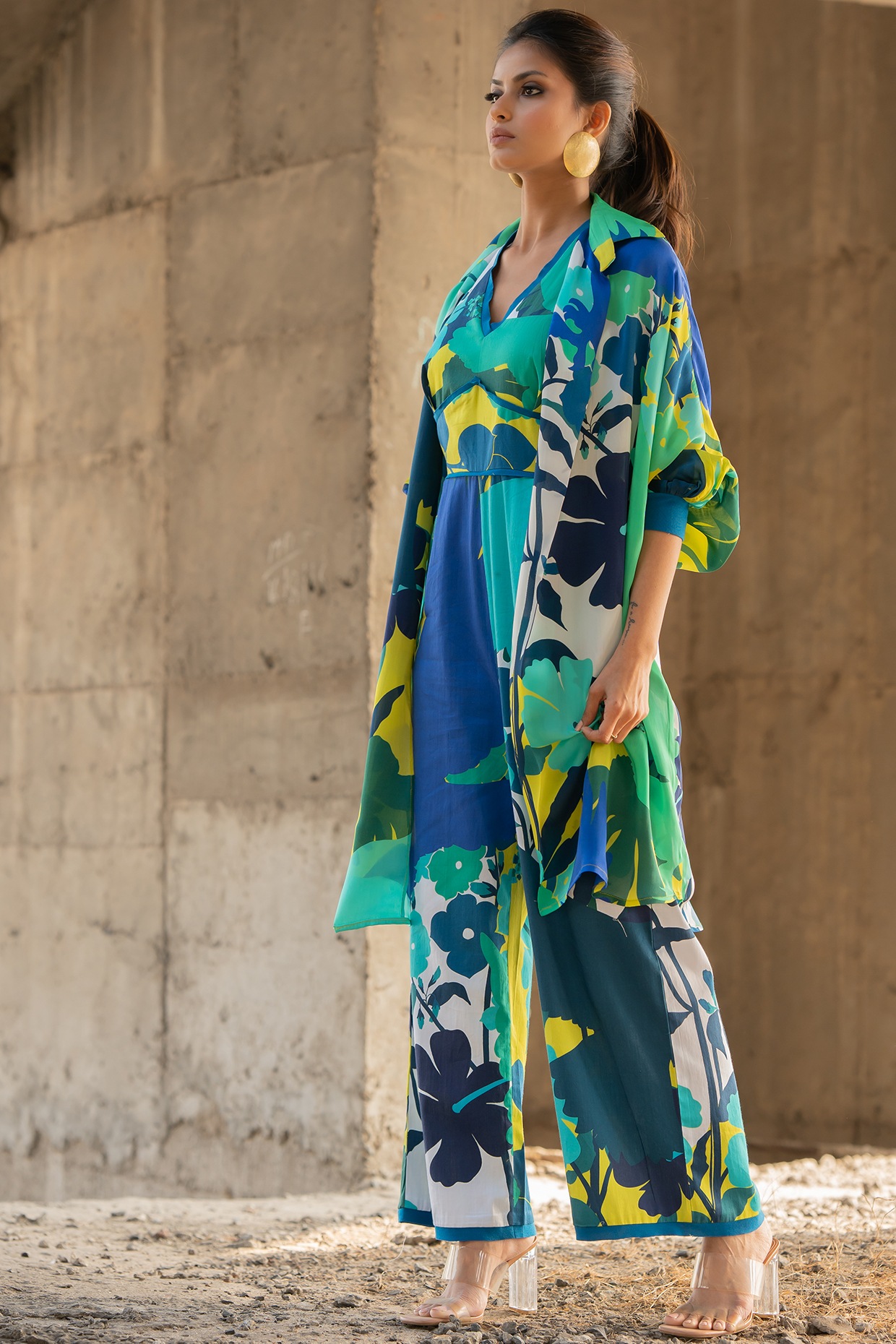 Blue Glass Organza Overlay Jacket by Pooja & Keyur at Pernia's Pop Up ...