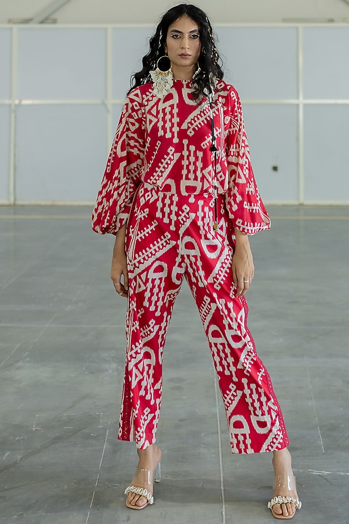 Red Cotton Silk Embroidered Co-Ord Set by Pooja & Keyur at Pernia's Pop ...