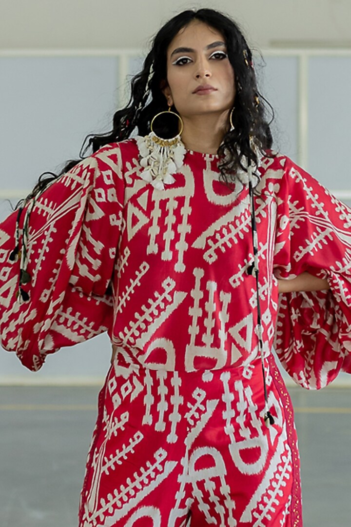 Red Cotton Silk Embroidered Co-Ord Set by Pooja & Keyur at Pernia's Pop ...