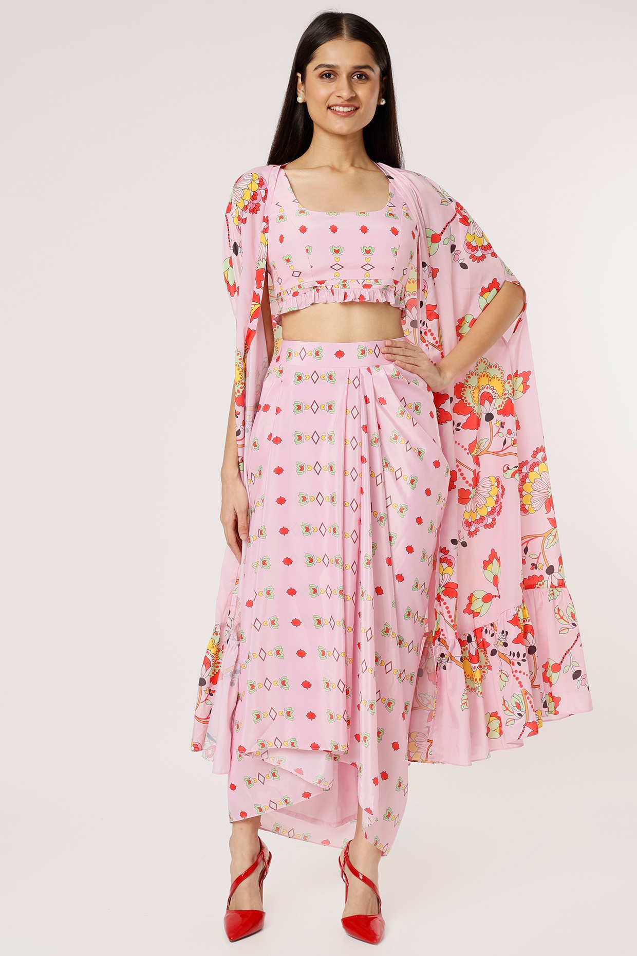 Pink Printed Skirt Set by Poornima NS at Pernia's Pop Up Shop 2025
