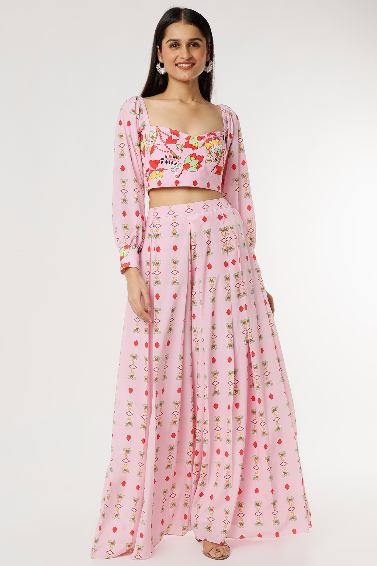 Pink Embroidered Pant Set by Poornima NS at Pernia's Pop Up Shop 2025