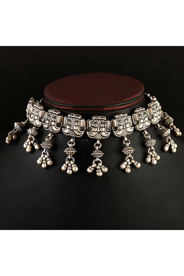 Silver Finish Ghungroo Necklace In Sterling Silver by Palace Of Silver ...