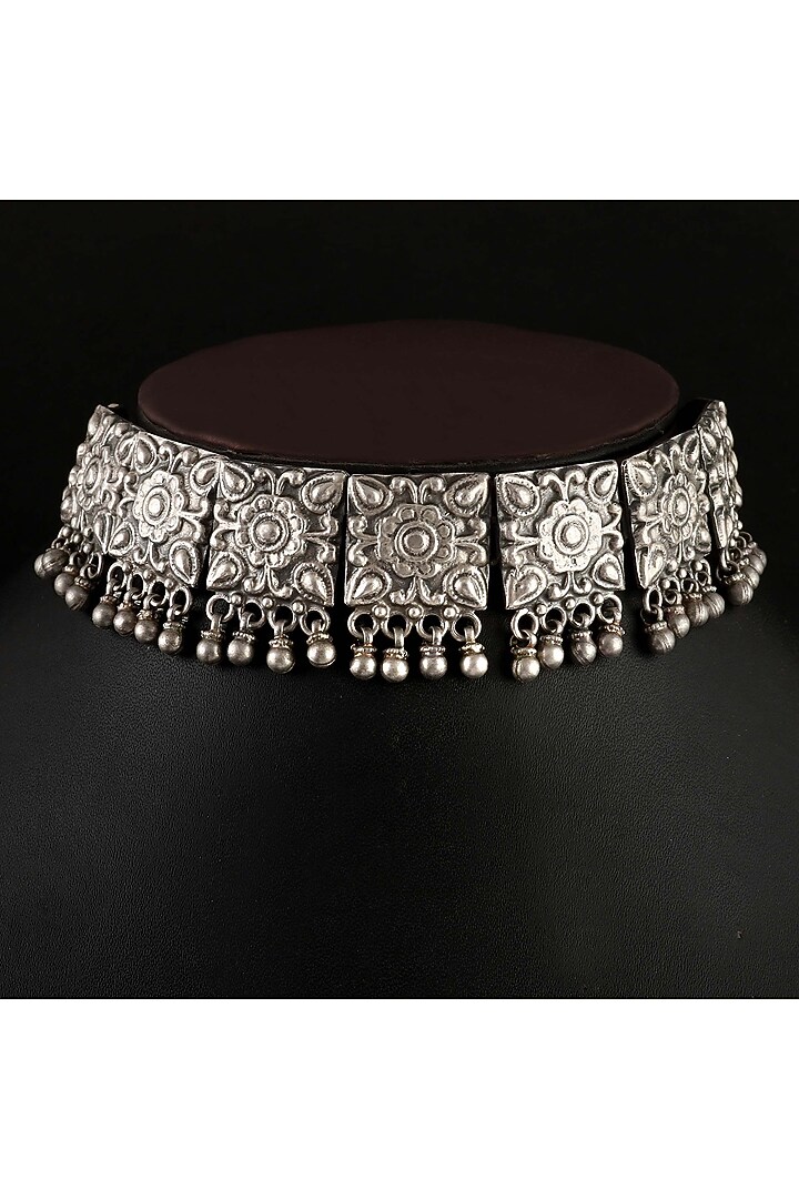 Silver Finish Ghungroo Necklace In Sterling Silver by Palace Of Silver ...