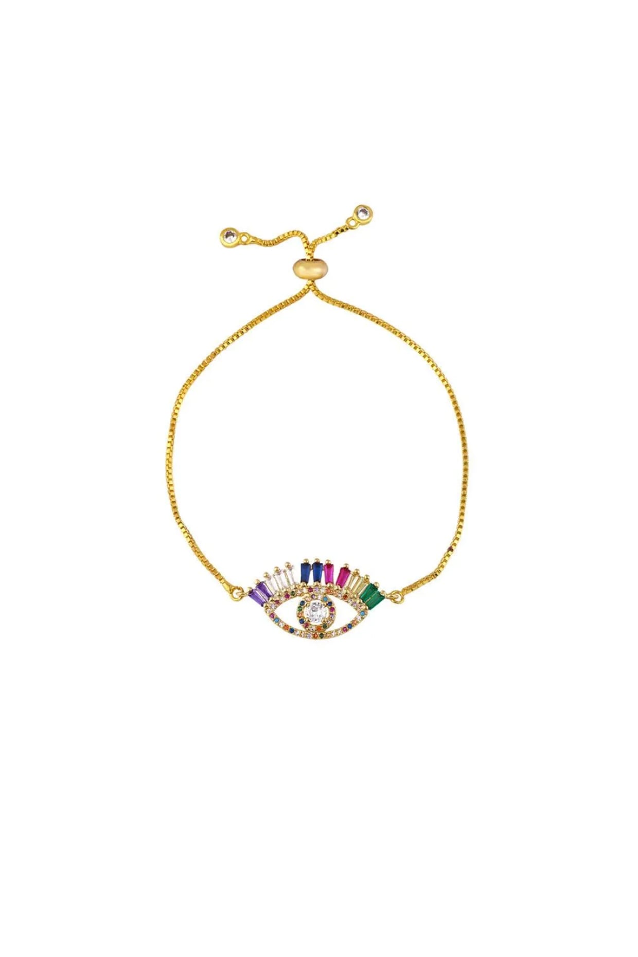 Gold Plated Multi-Colored Zircon Evile-Eye Bracelet by Peachy Accessories at Pernia's Pop Up ...