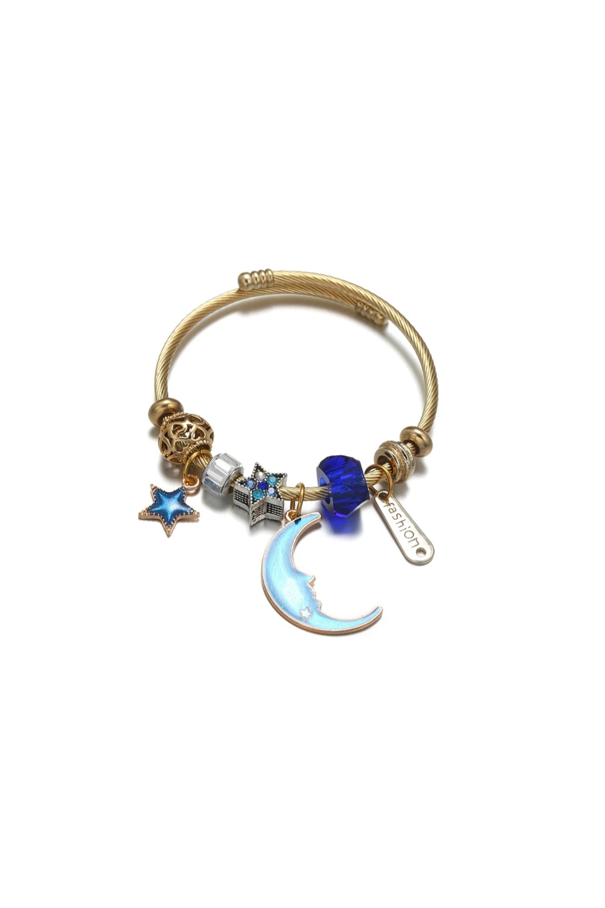Gold Plated Blue Moon Charm Bracelet by Peachy Accessories at Pernia's ...