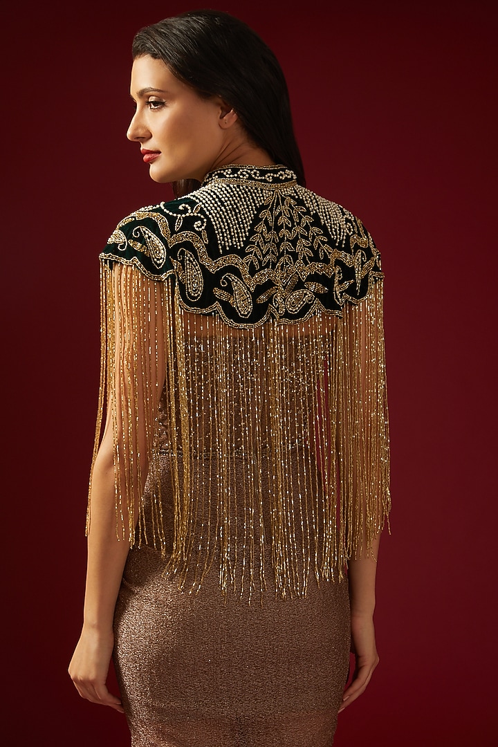 Black & Gold Embroidered Cape by PETERPAN TRINKETS at Pernia's Pop Up ...