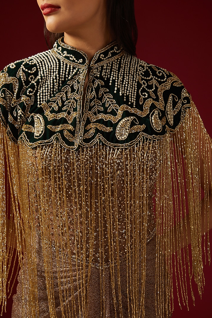 Black & Gold Embroidered Cape by PETERPAN TRINKETS at Pernia's Pop Up ...