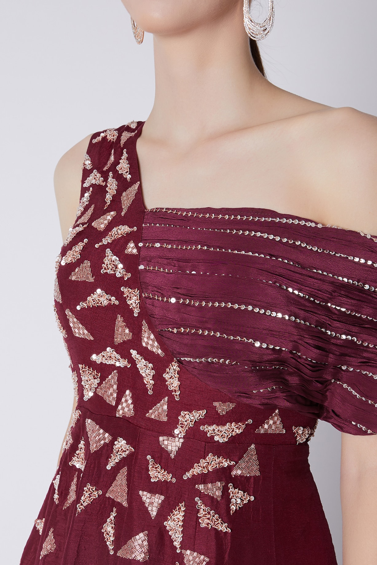 Maroon Sequins Embroidered Gown by MASUMI MEWAWALLA at Pernia's Pop Up ...